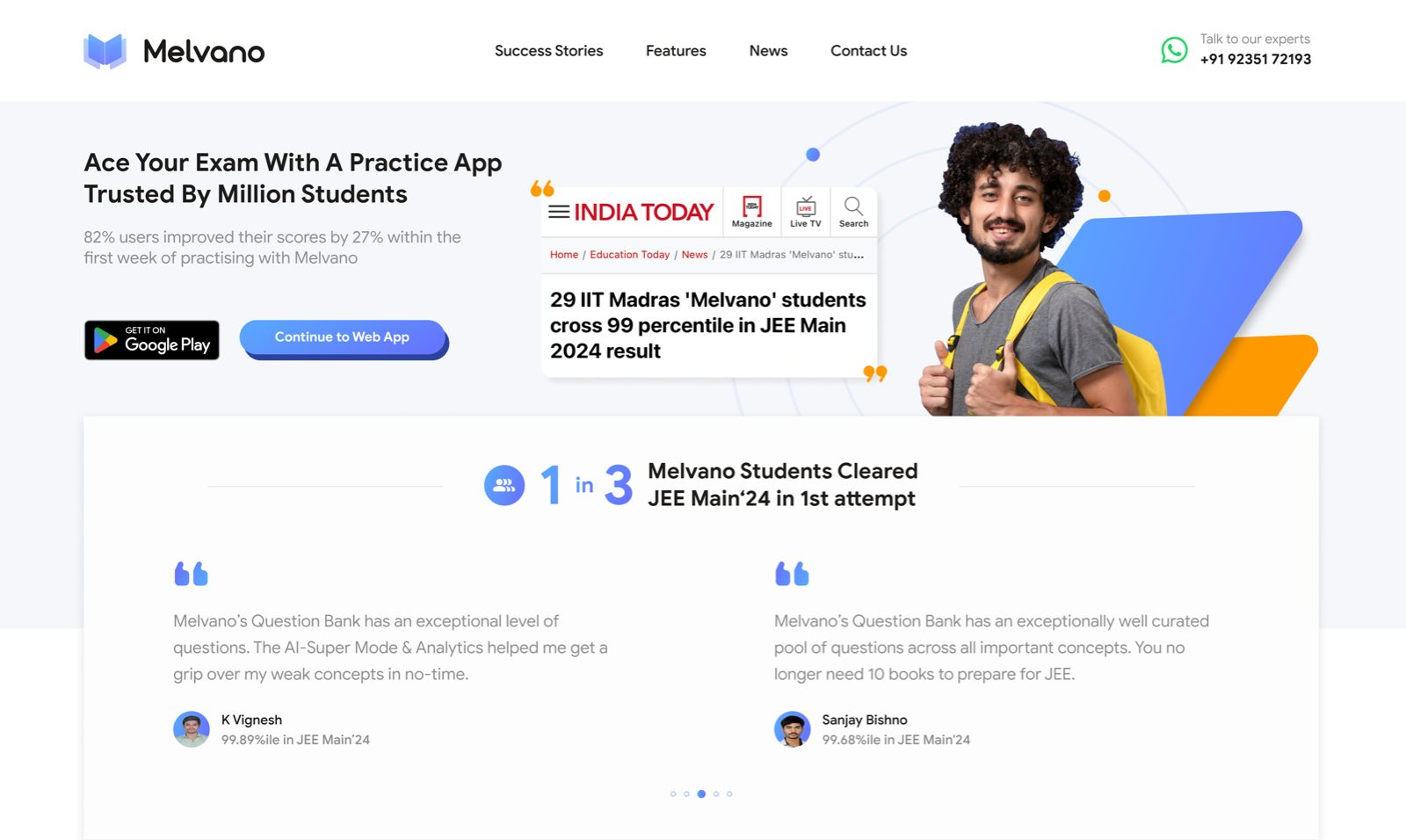 Melvano App by IIT Madras Voted as Best App for IIT JEE Exam Preparation